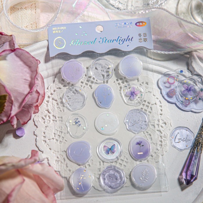 Jual 15 Pcs/ Pack Sticker Sealing Wax Glazed Starlight Gel Sticker ...