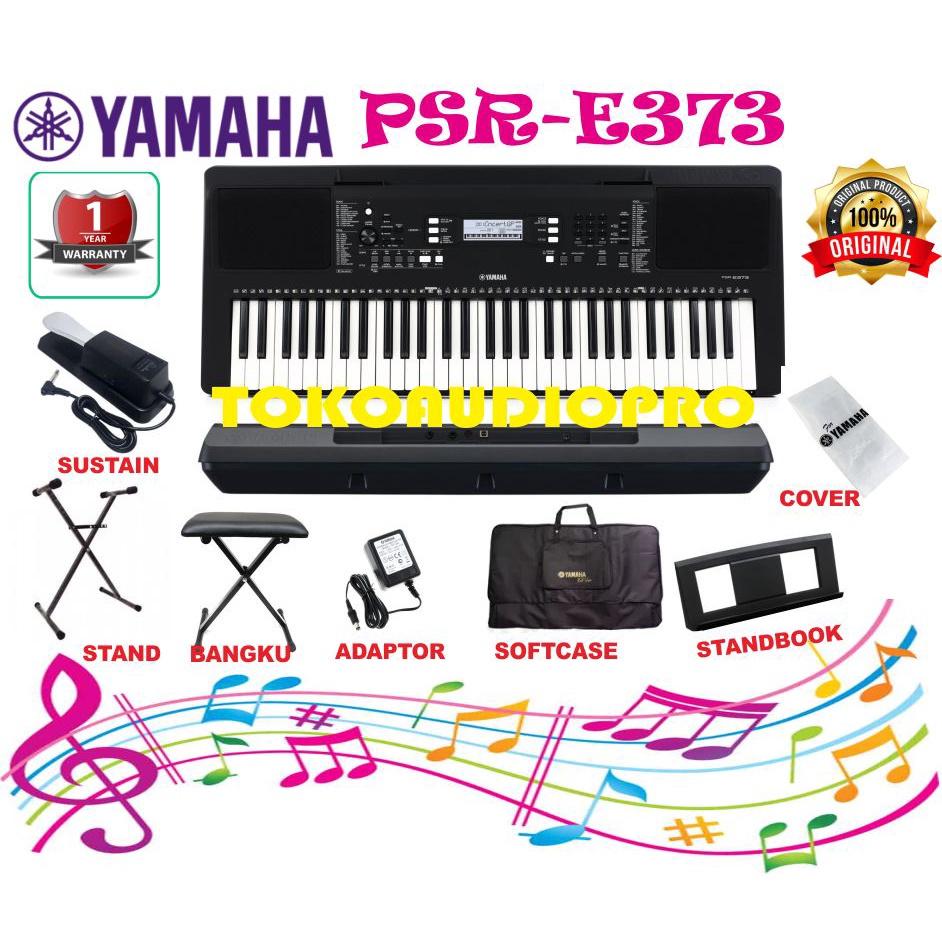 Jual Yamaha PSR E373 Portable keyboard Paket Keyboard | Shopee Indonesia