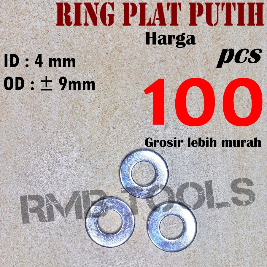 Jual ring plat putih m4 besi galvanis baut kunci 7 washer plate m4 4mm ...