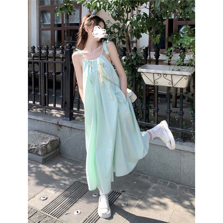 Jual French Sweetness Style Strap Dress Women's Loose and niche Design ...
