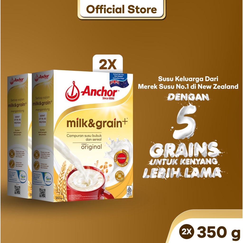 Jual Anchor Milk & Grain Susu Keluarga Original 350g x 2 - Susu Bubuk ...