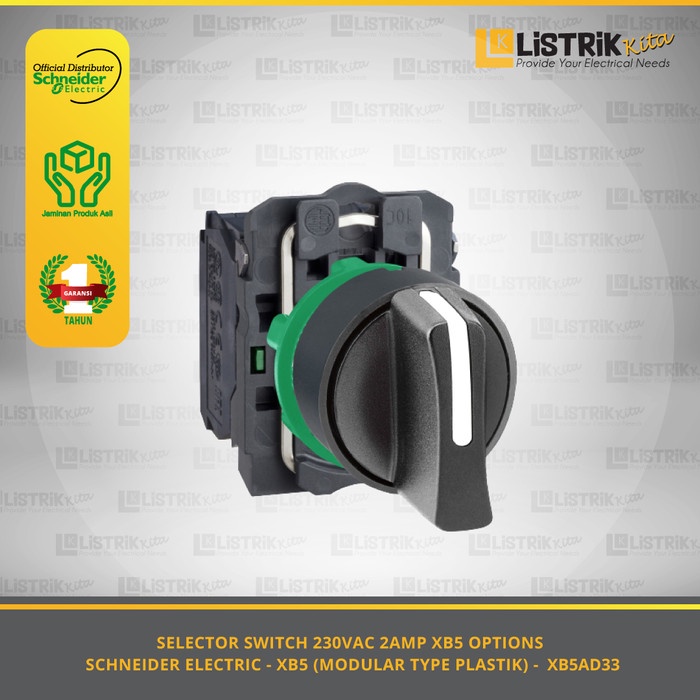 Jual SELECTOR SWITCH SCHNEIDER ELECTRIC 230VAC 2AMP XB5 OPTIONS ...