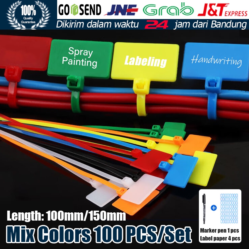 Jual 100Pcs/Pack Kabel Tis / Cable Label Maker / Marker Name Tag Label ...