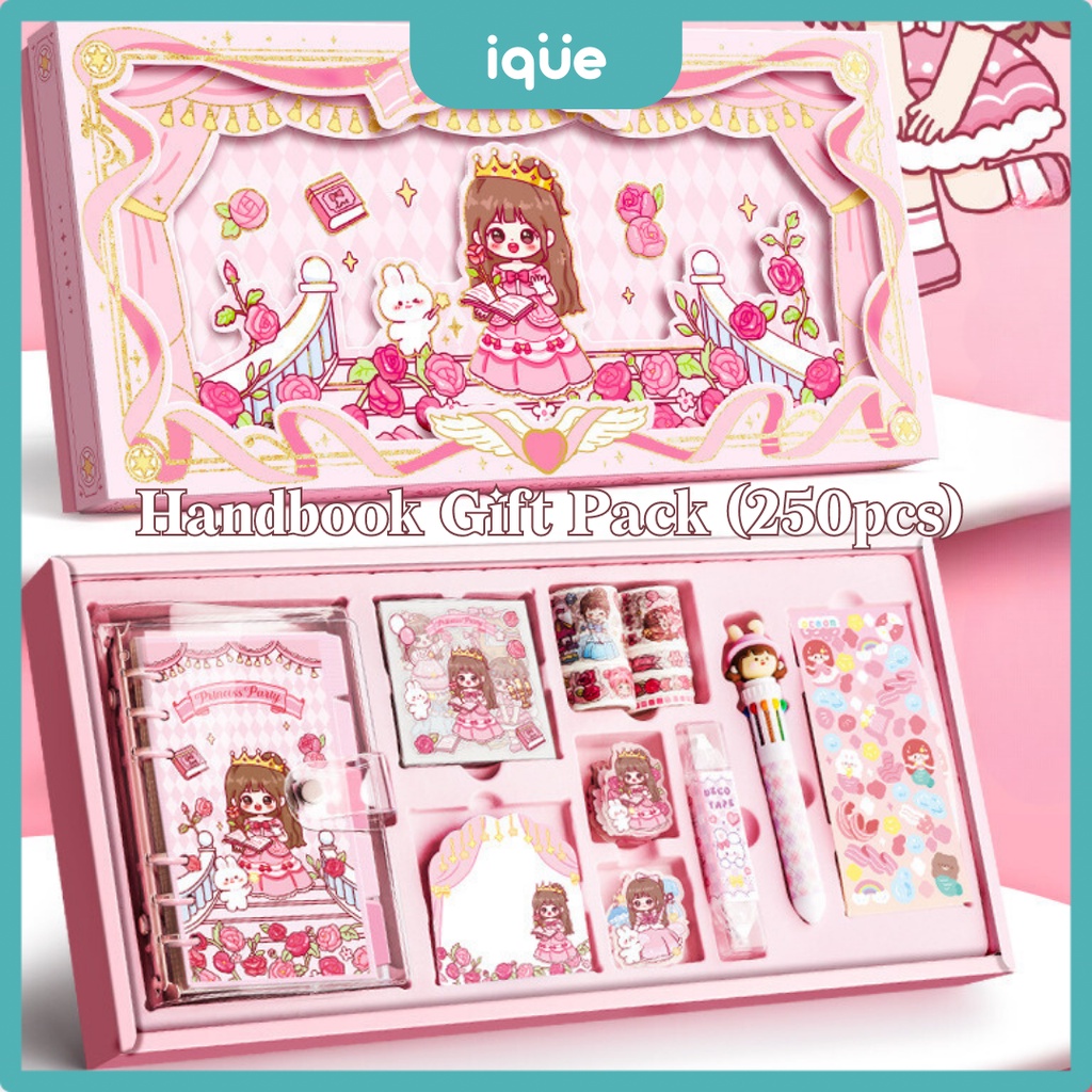 Jual IQUE Handbook Gift Pack 250pcs Cute Diary Journal Set Korea Style ...