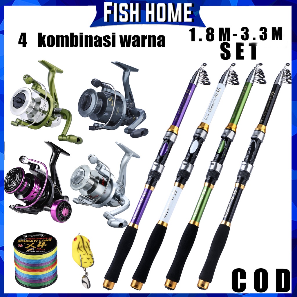 Jual Sougayilang Joran Pancing Set 1.8m-3.3m Telescopic Fishing Rod 6-7 Sections Carbon Fiber ...
