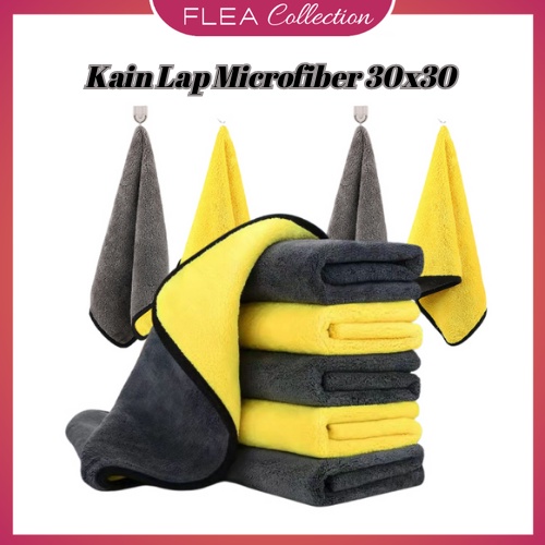 Jual FLEA Kain Lap Microfiber 30x30 Mobil Motor Lap Kaca Meja Lembut ...