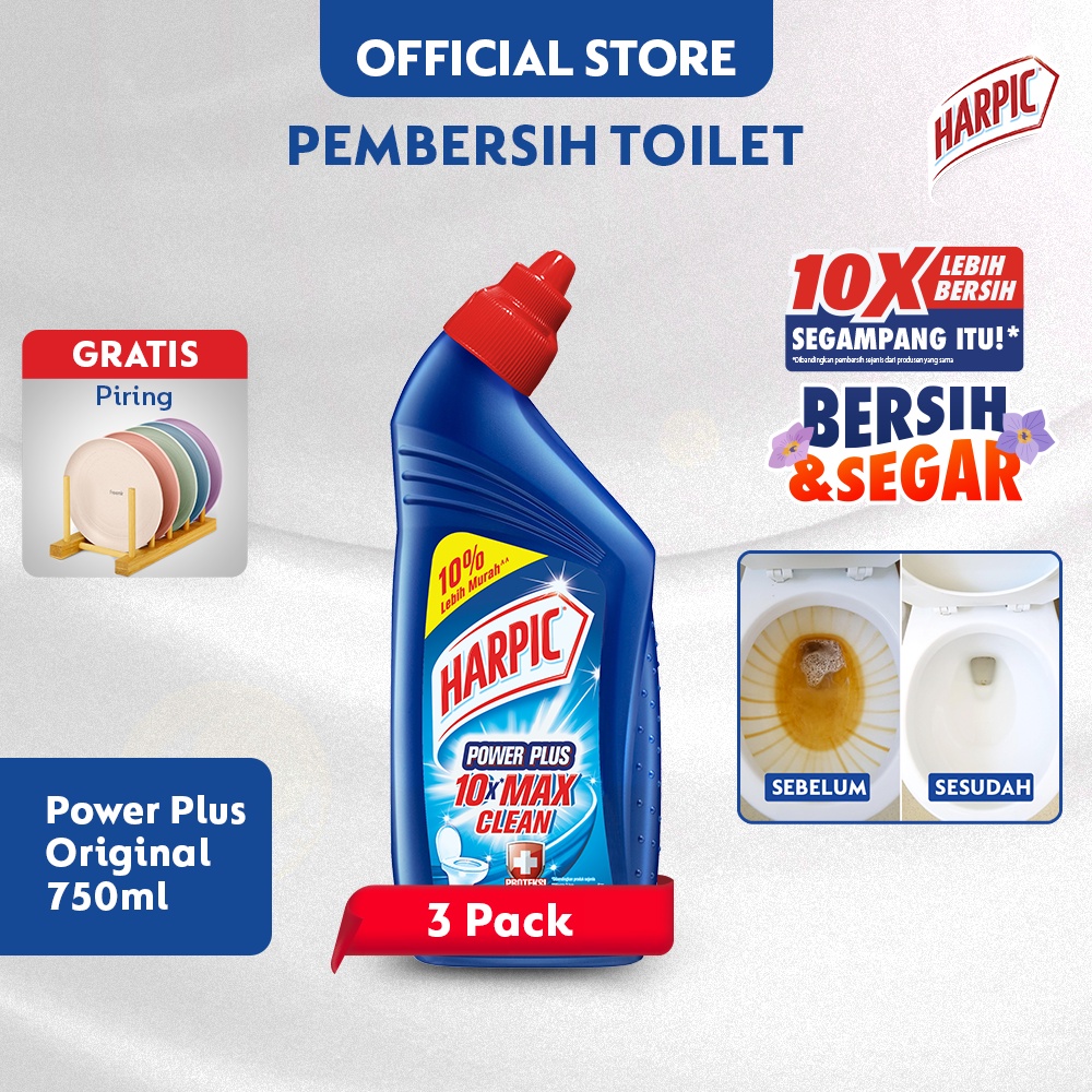 Jual Harpic Original 750ml x3 GRATIS Piring | Shopee Indonesia