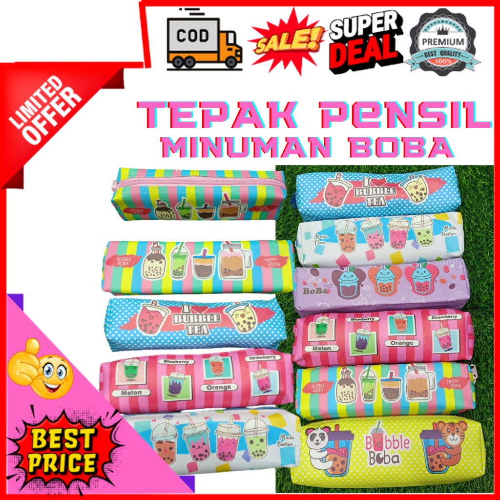 Jual Perlengkapan Sekolah Kotak Pensil Karakter Minuman Boba Serbaguna ...