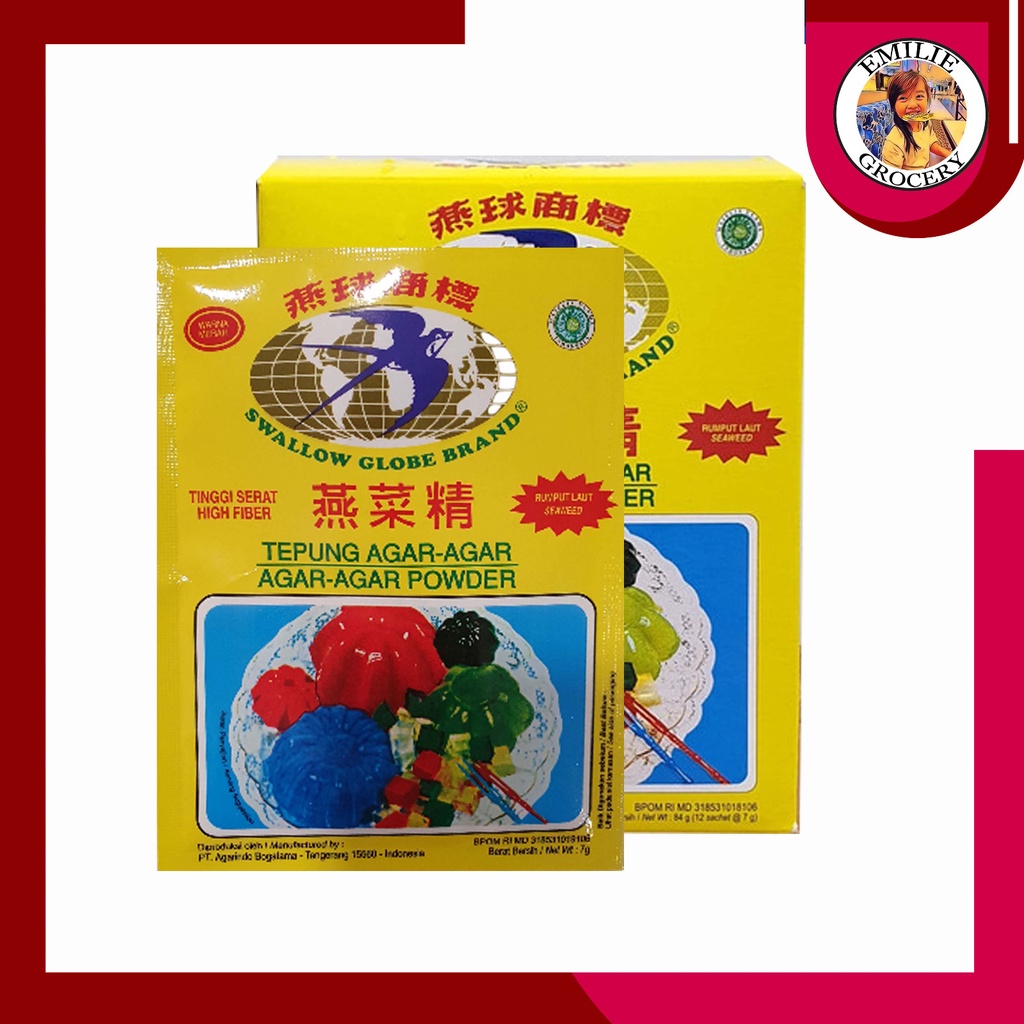 Jual Box Agar Agar Agaragar Swallow Globe Brand Putih Plain 1 Box 12 ...