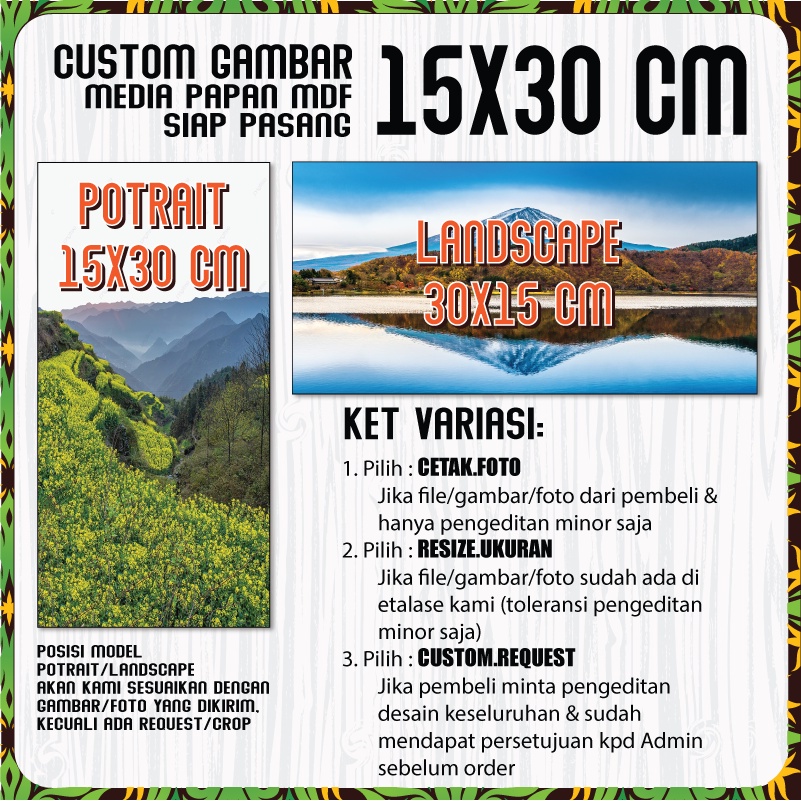 Jual CUSTOM ORDER 15x30 Cm : Custom Foto | Custom Resize | Custom ...