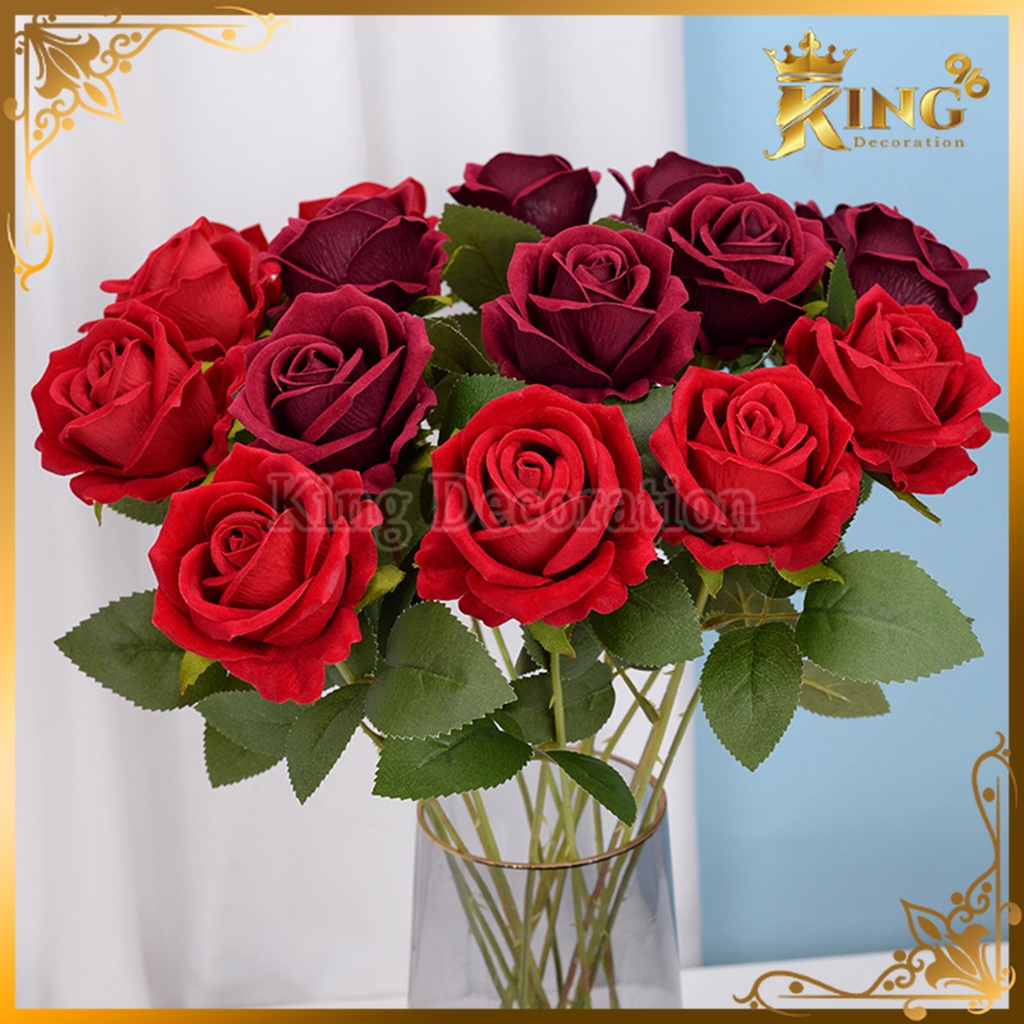 Jual Rose Bludru Panjang 50cm Bunga Mawar Artificial Dekorasi Kamar ...