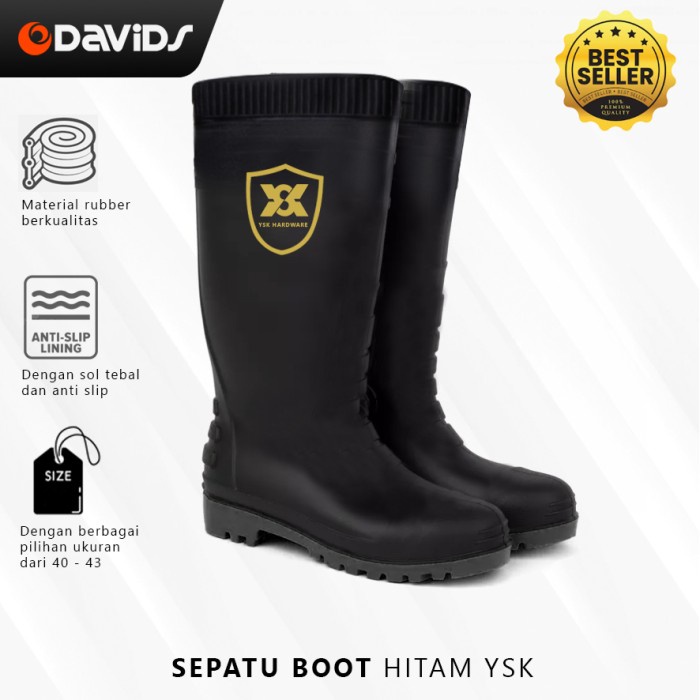 Jual Sepatu Boots Karet Boot Hitam Pria Kerja Safety Proyek Bot Panjang ...