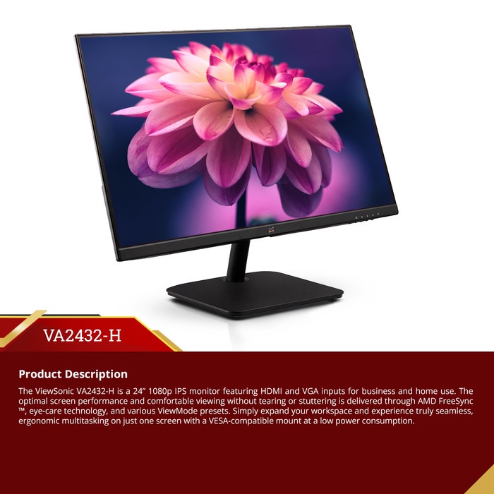 Jual ViewSonic 24” IPS Monitor VA2432-H | VA2432H-W 1080p | Frameless ...