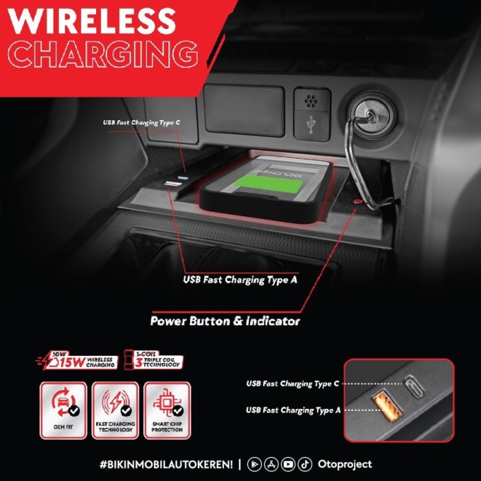 Jual Wireless Car Charger INNOVA REBORN OTOPROJECT PNP 15W Fast ...