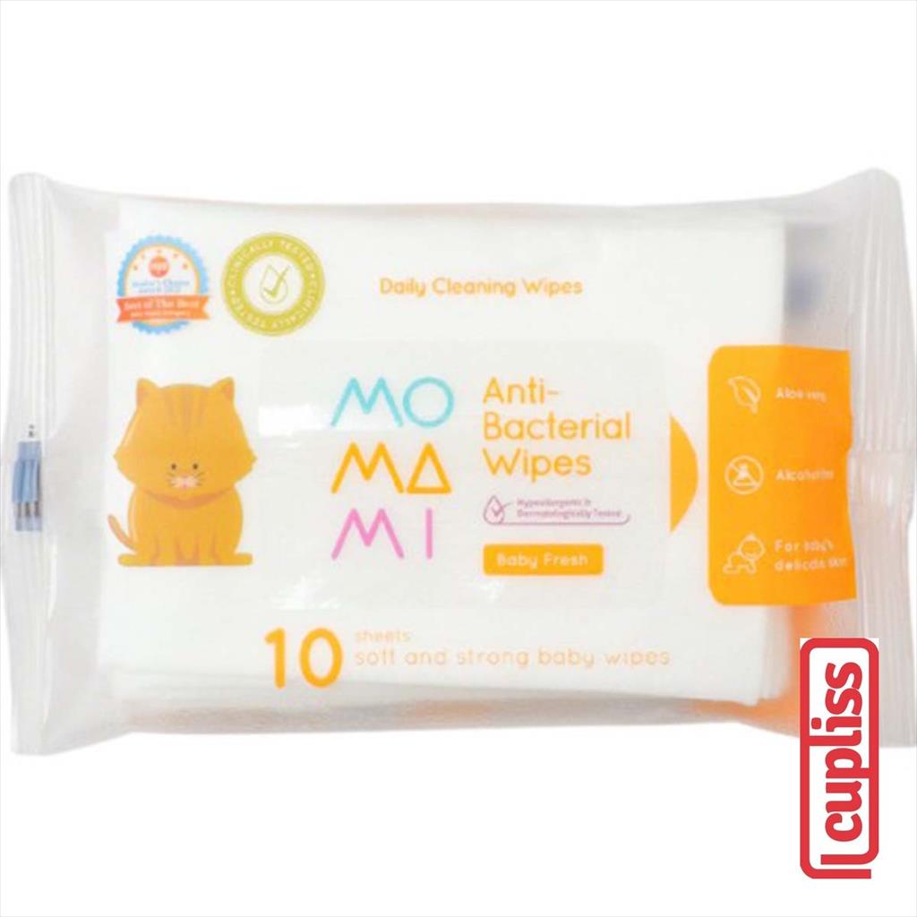 Jual MoMaMi Anti bacterial Wipes 10s Tisue Basah Bayi 136323 | Shopee ...