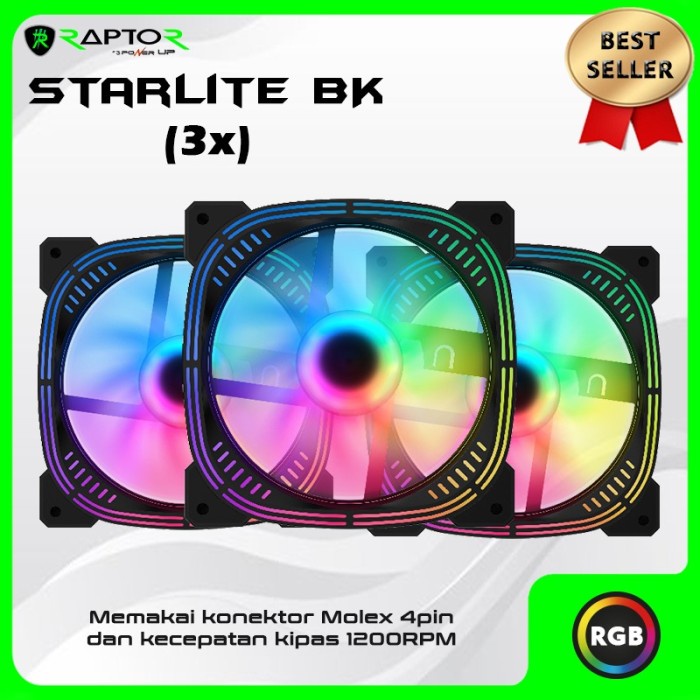 Jual PAKET 3 FAN Casing Gaming 12cm ARGB RAPTOR FAN STARLITE | Shopee ...