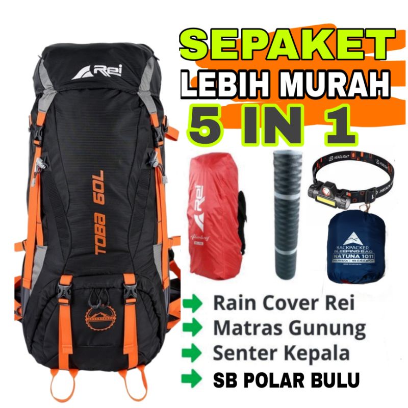 Jual Paket Tas Gunung keril Carrier Arei Toba 60 Liter / Paket Tas Gunung Rei Toba 60L | Shopee ...