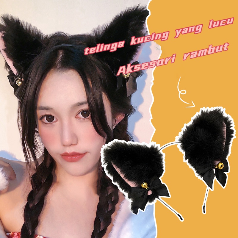 Jual Ikat Kepala Lonceng Telinga Kucing Mewah Lucu Cosplay Maid Fox ...