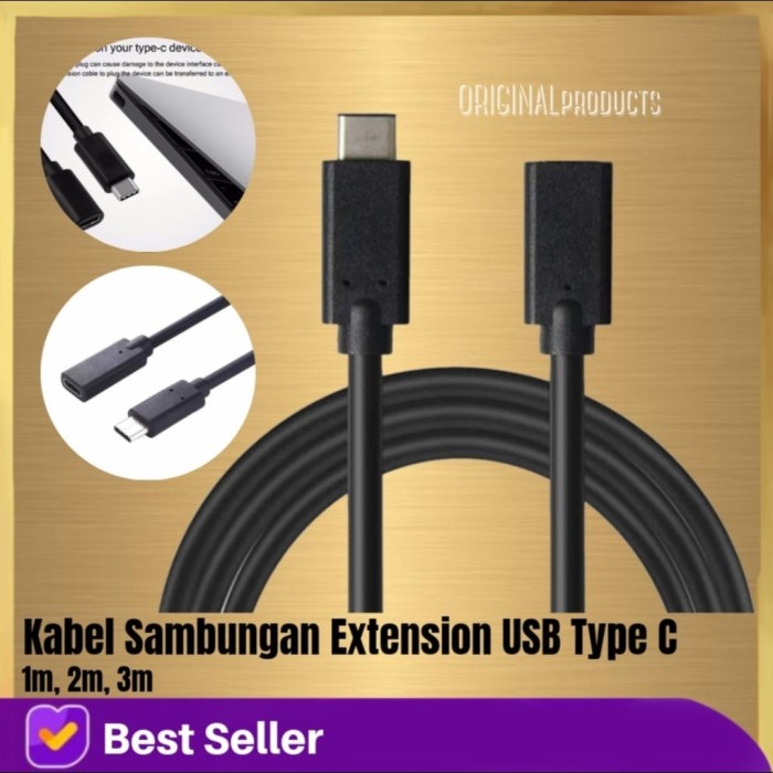 Jual Kabel sambungan extension usb type c perpanjangan 2 3 meter 2m 3m ...