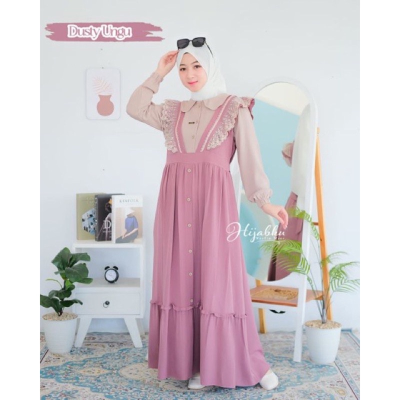 Jual Inara Dress Gamis Wanita Crinkle Airflow Premium Renda | Shopee ...