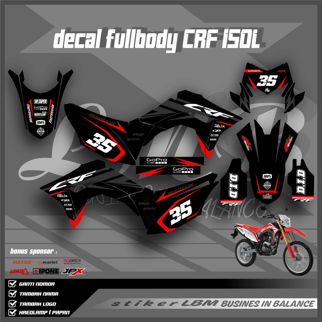 Jual DECAL CRF HITAM DECAL CRF 150 L Full Body Simple Minimalis Keren ...