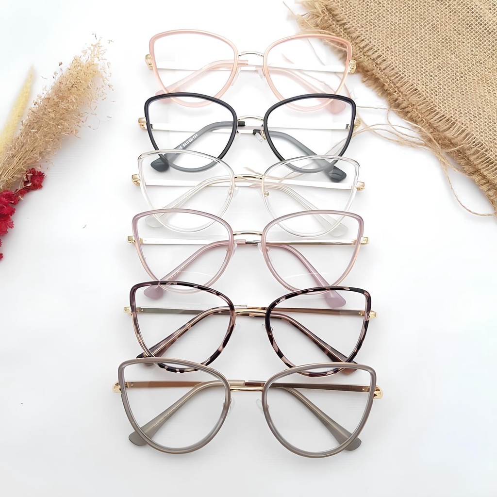 Jual (EZ-071) KACAMATA CAT EYE ANTI RADIASI WANITA FRAME BESI / HARGA GROSIR | Shopee Indonesia