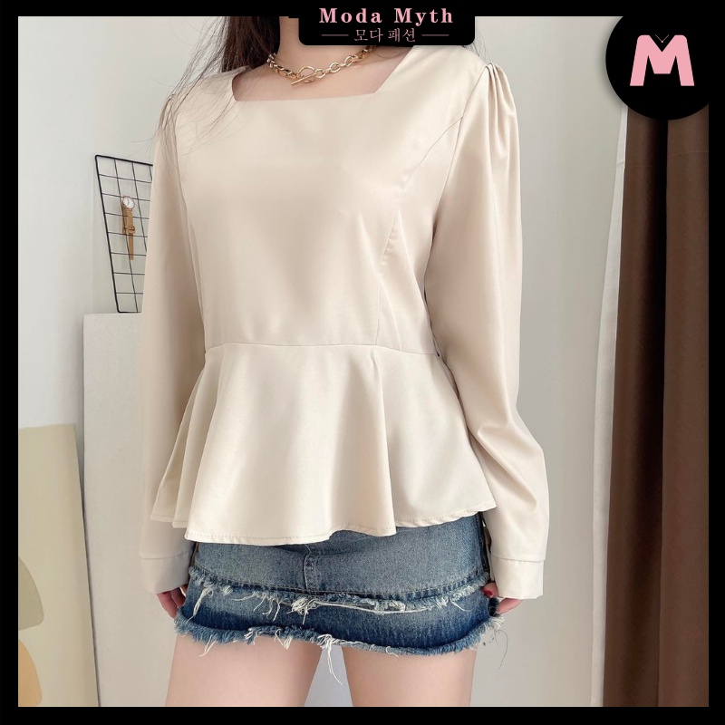 Jual MODAMYTH KT002 - BLOUSE TOP KOREA STYLE IMPORT ATASAN WANITA VINTAGE BLOUSE HIJAB FRIENDLY ...