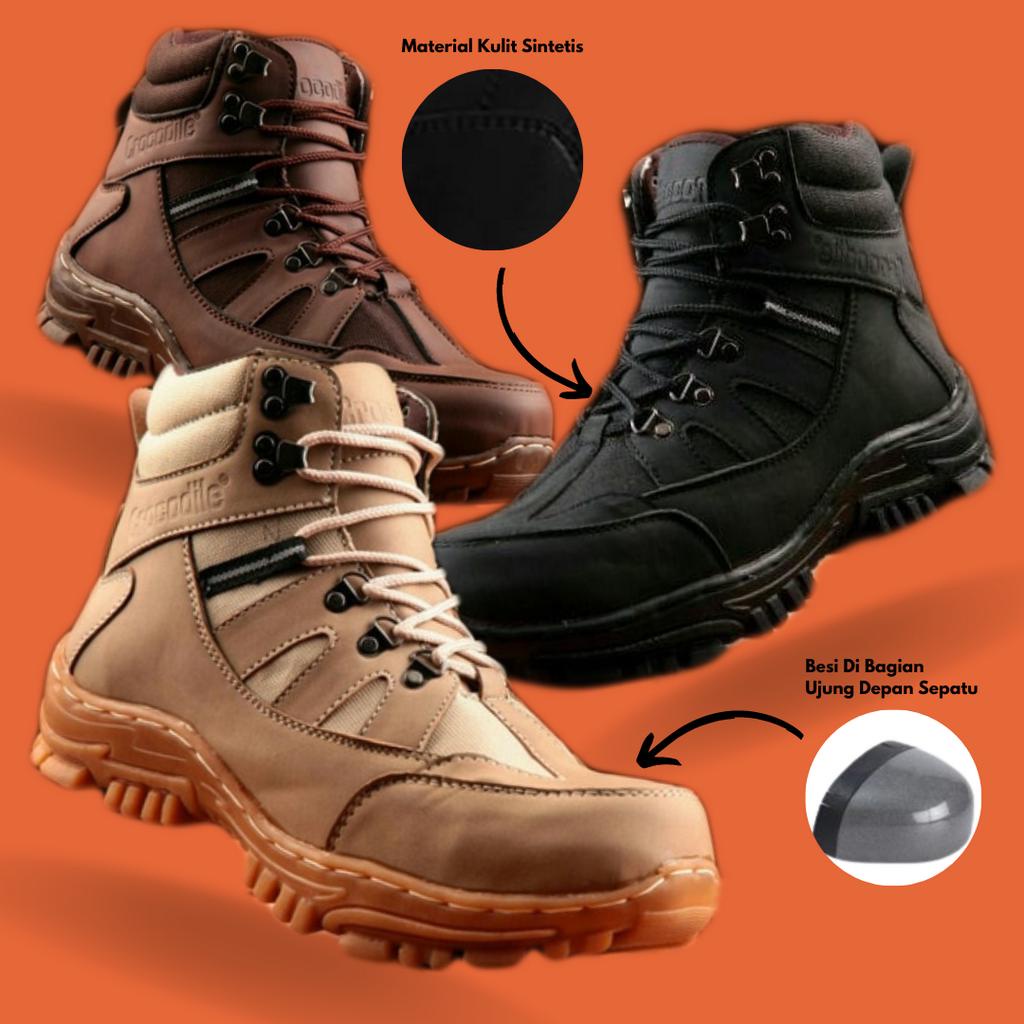 Jual Sepatu boots safety pria proyek armor hitam coklat Cream proyek ...