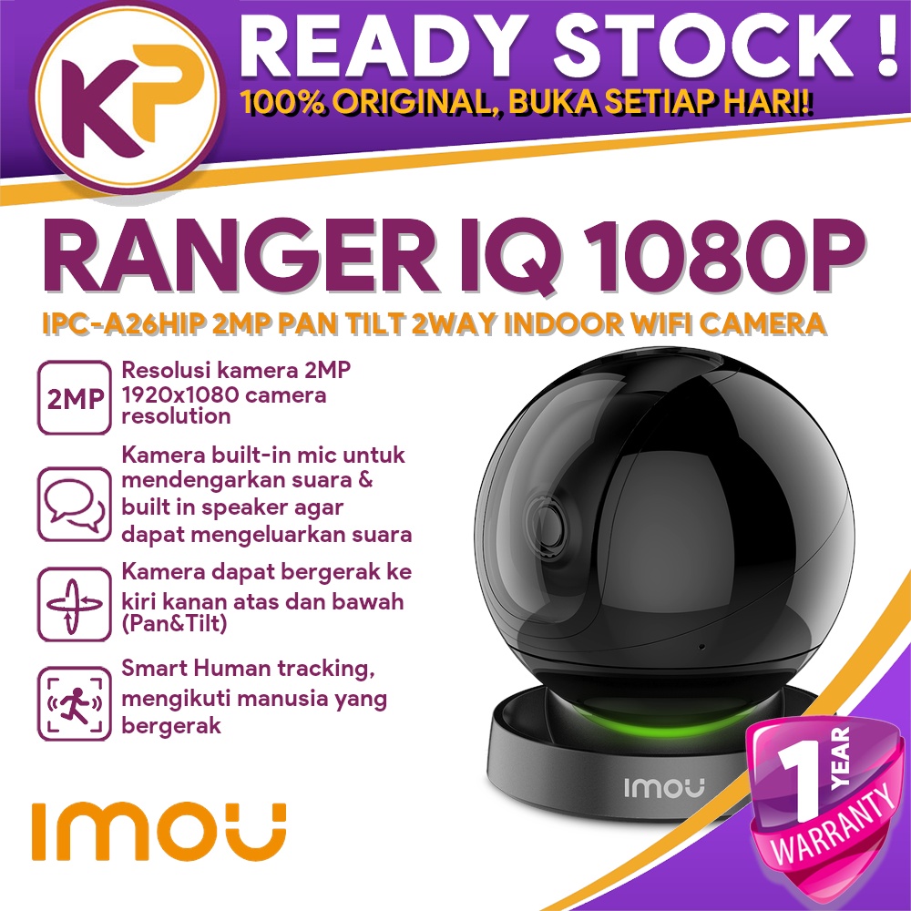Jual IMOU RANGER IQ 1080P IPC-A26HIP 2MP PAN TILT 2WAY INDOOR WIFI ...
