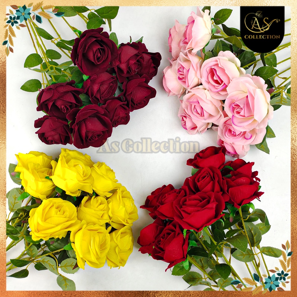 Jual Rose Bludru Panjang Tangkai 50cm Bunga Mawar Imitasi kain ...