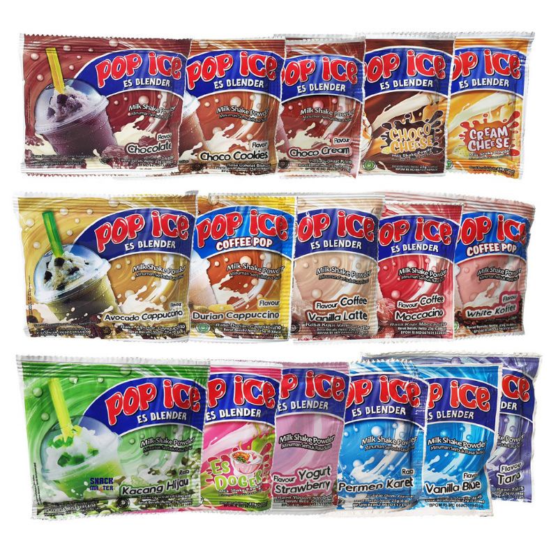 Jual MINUMAN POP ICE 25 GRAM TERLENGKAP SACHET ES BLENDER ECERAN ALL ...