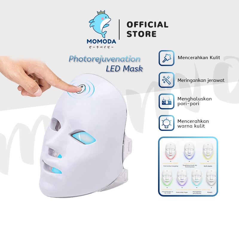 Jual MOMODA Masker LED PDT Light 7 Warna Led Mask Photon Therapy Alat Perawatan Wajah Penggunaan ...