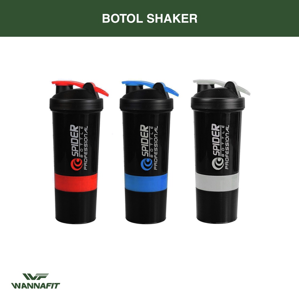 Jual Botol Minum Shaker 500ml Bottle Shaker Protein Whey Spider(WFI ...
