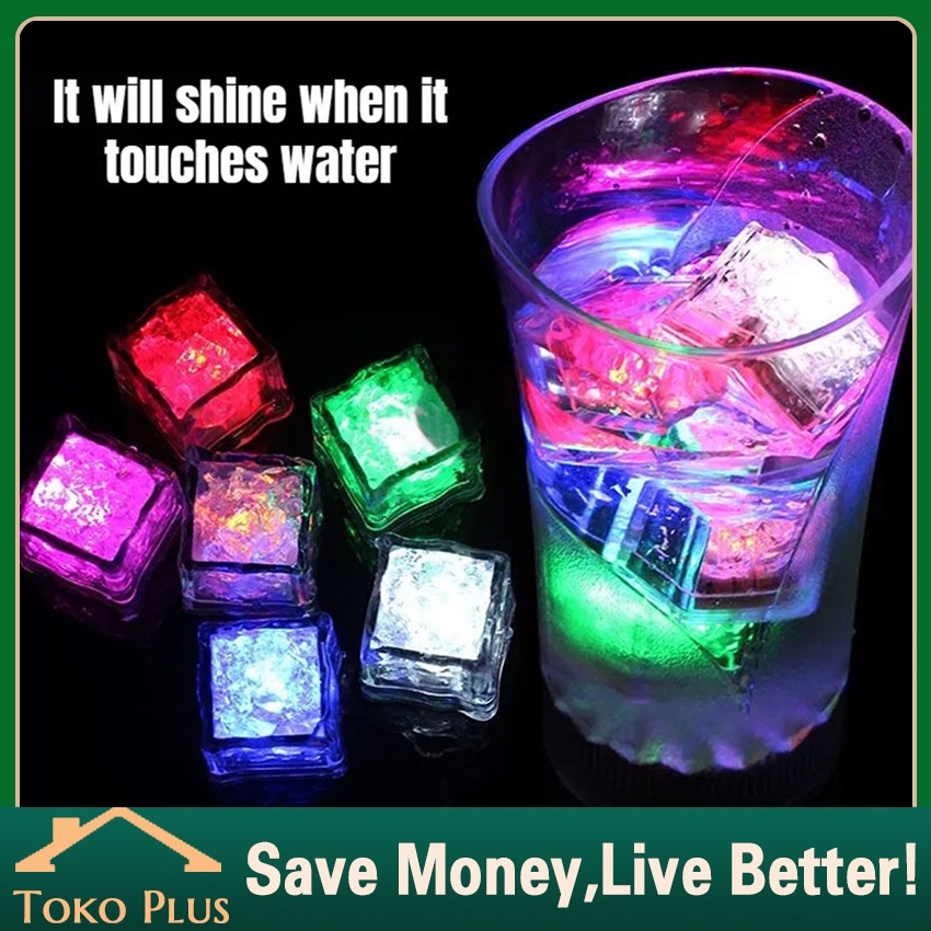 Jual LED Ice Cube Flash Light Glowing Ball Party Bar Wine Glass ...