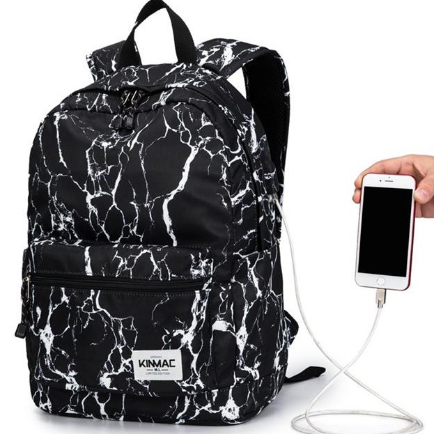 Jual KINMAC BLACK MARBLE Tas Laptop Backpack Tas Ransel Tas Sekolah ...