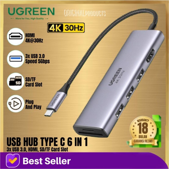 Jual UGREEN 9IN1 9 IN 1 usb c Multifunction HDMI vga Rj45 60hz 4K 3.0 100w - 20956A 6in1 ...
