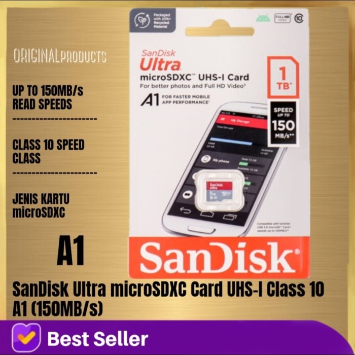Jual Sandisk 1TB 1 TB Ultra 150 mb/s Memory Micro SD SDXC Card A1 UHS-1 ...