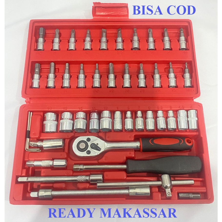 Jual OBENG LENGKAP! KUNCI SET PAS SOCKET 46PCS / REPAIR TOOLS / SOCKET ...
