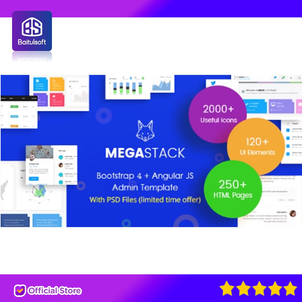 Jual MEGASTACK - BOOTSTRAP 4 & ANGULAR JS ADMIN PANEL | Shopee Indonesia