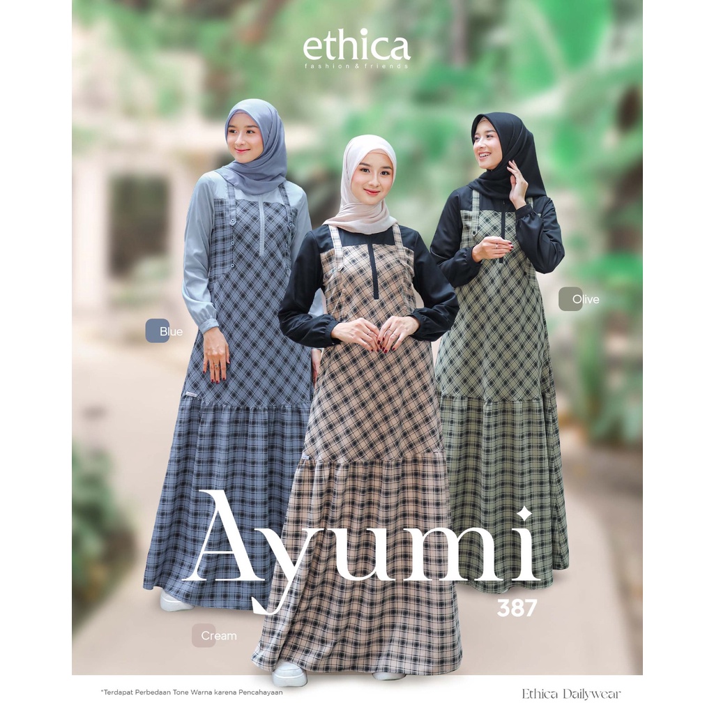 Jual Gamis Ethica Ayumi 387 Cream, Olive, Blue | Shopee Indonesia