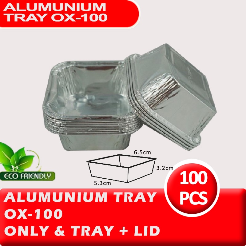 Jual ALUMUNIUM FOIL CUP OX 100 / ALUMUNIUM FOIL TRAY / KOTAK ALUMUNIUM ISI 100 | OX 100 + LID ...