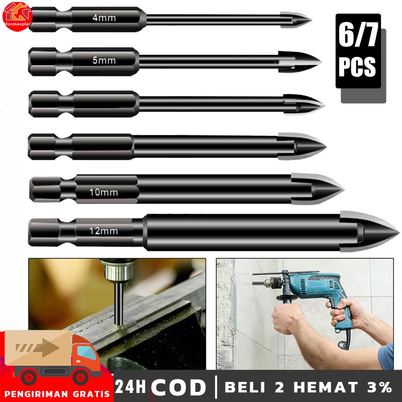 Jual Mata bor multifungsi BLACK CROSS HEAD carbide tipped set 12/7pcs ...