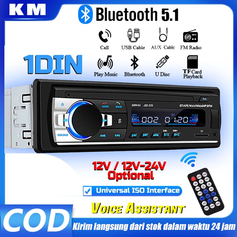Jual Bisa COD Tape Audio Radio Mobil Multifungsi Bluetooth USB MP3 FM Radio JSD-520 LCD ...