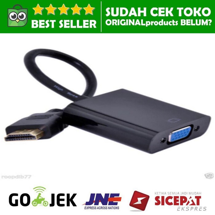 Jual CABLE KABEL CONVERTER HDMI KE VGA FEMALE HDMI TO VGA ORIGINAL | Shopee Indonesia