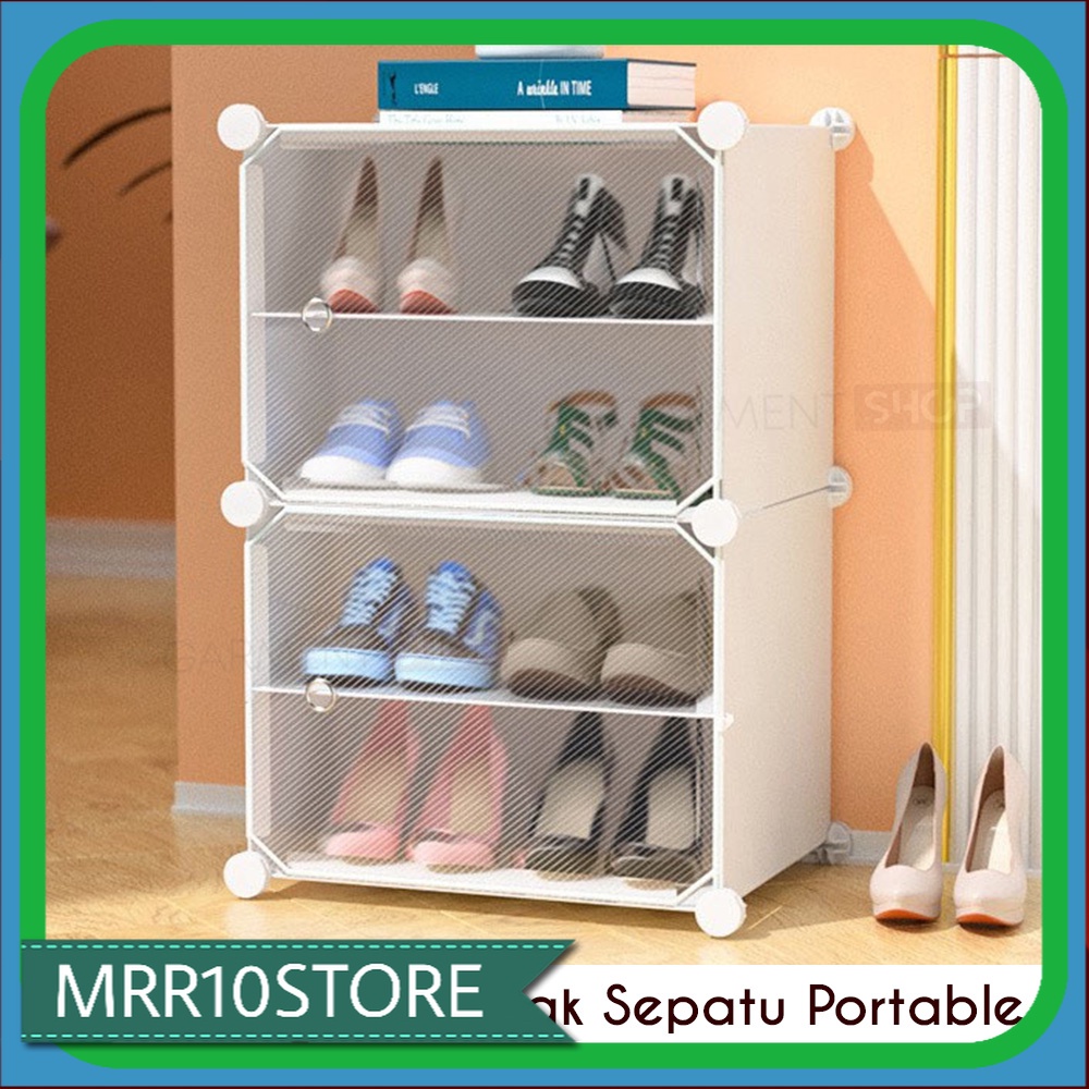 Jual Rak Sepatu Tutup Box Plastik Tertutup 4 Susun Anti Debu Lemari ...