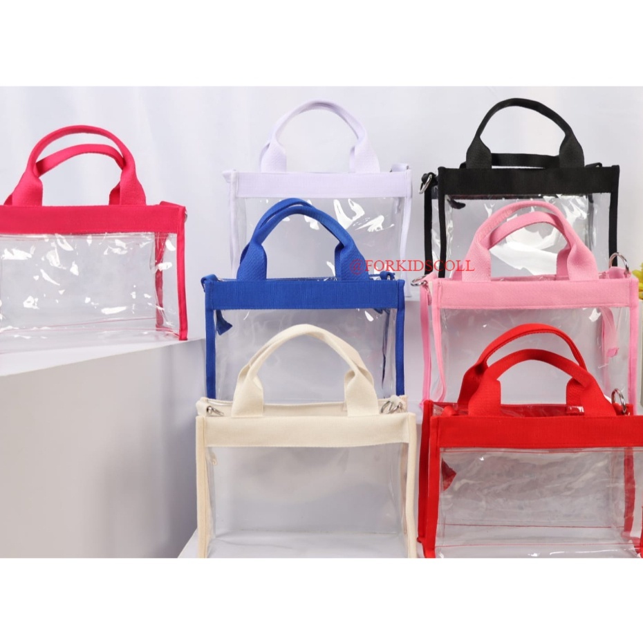 Jual Tas Tote PVC Mika Transparan Dengan Resleting cocok untuk konser | Shopee Indonesia