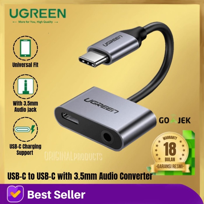 Jual Ugreen sambungan type c konektor converter kabel jack audio 3.5mm - 50596 | Shopee Indonesia