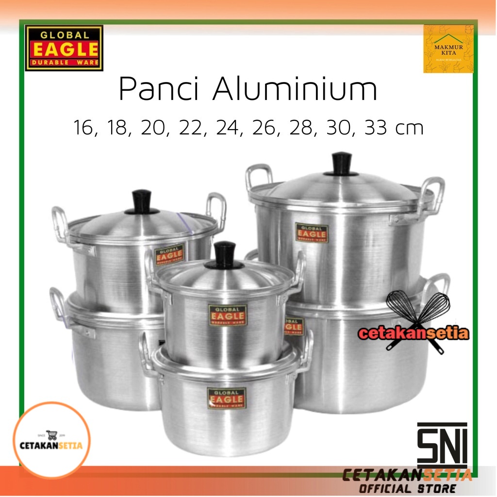 Jual Panci Air Aluminium 16 18 20 22 24 26 28 30 33 36 cm Global Eagle Panci Sayur Panci Masak ...