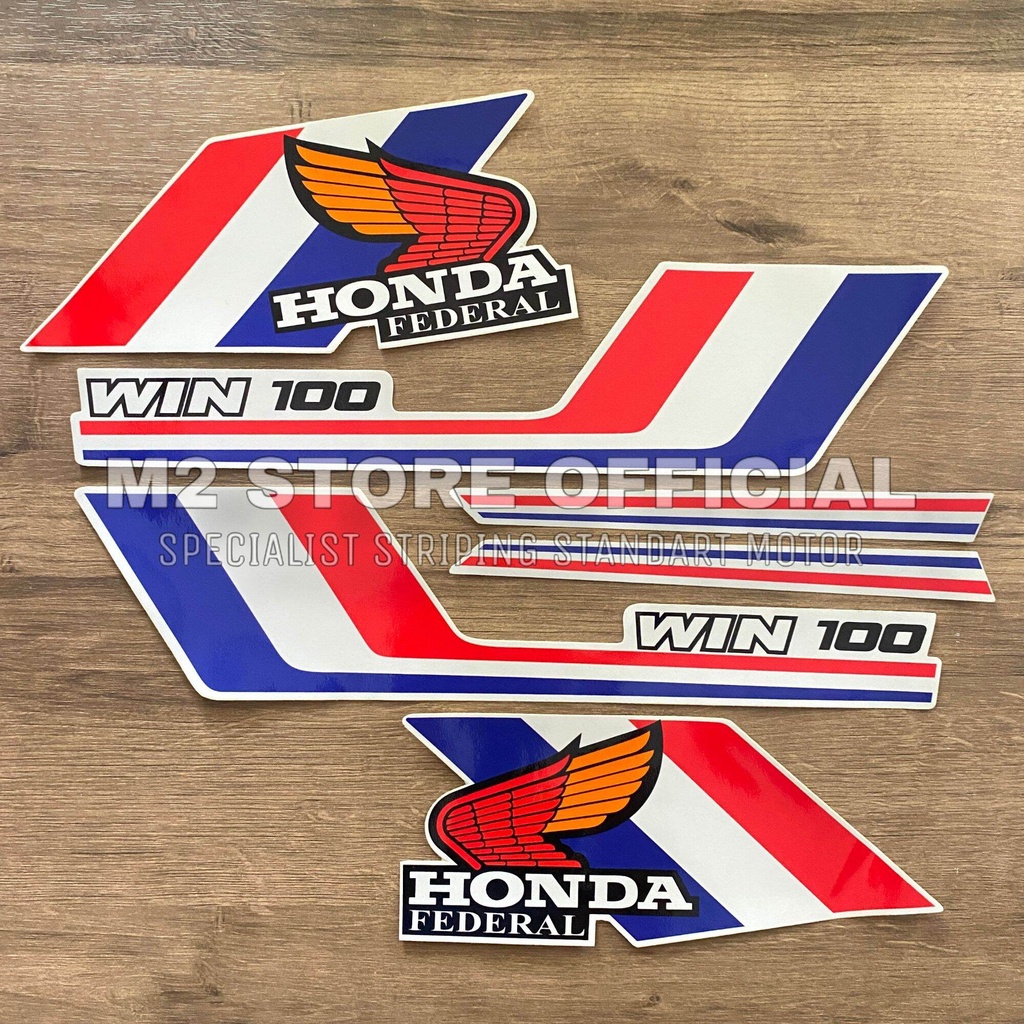 Jual striping stripping Honda win 100 semi trail putih biru merah ...