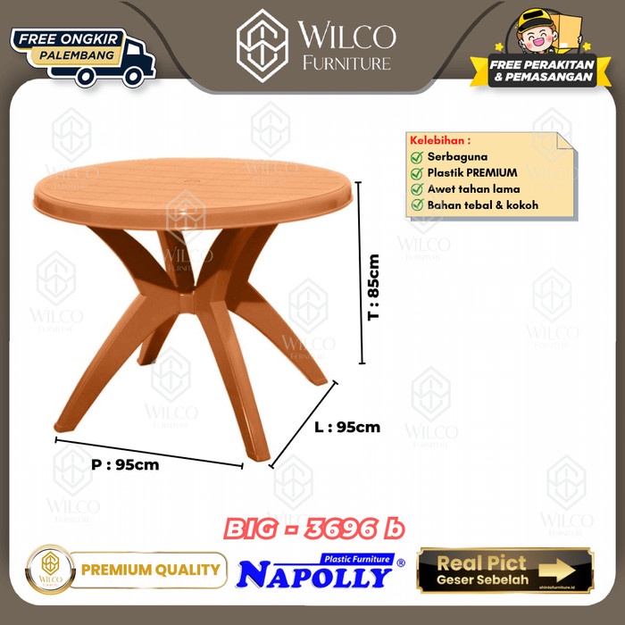Jual Meja Teras Bulat Napolly Big 3696b / Meja Makan Plastik / Meja ...